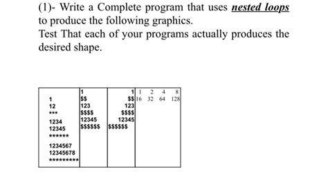 Solved 1 Write A Complete Program That Uses Nested Loops