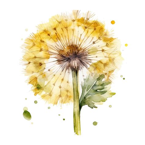Dandelion Watercolor Illustration On White Background Premium Ai
