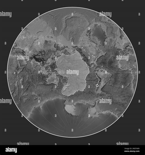 Pacific Tectonic Plate On The Grayscale Elevation Map In The Lagrange Oblique Projection