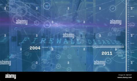 Glowing Aisle Of Server Racks Reflecting Blue Lighting In Data Center With Network Node Icons