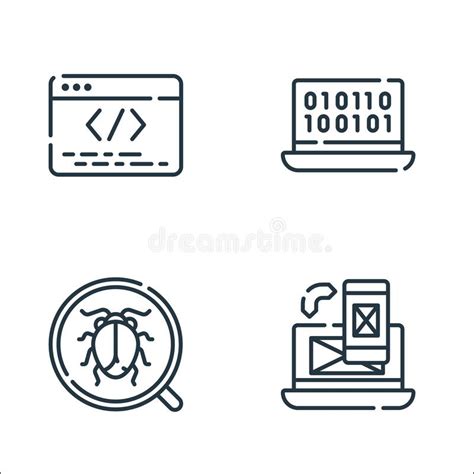 Programming Line Icons Linear Set Stock Vector Illustration Of Program Interface 201695238