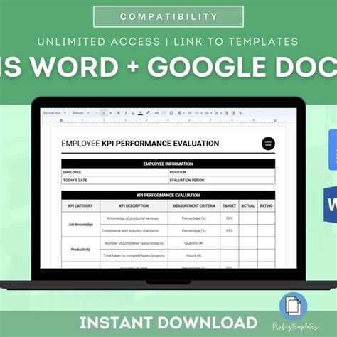 KPI Performance Evaluation Form ProBizTemplates