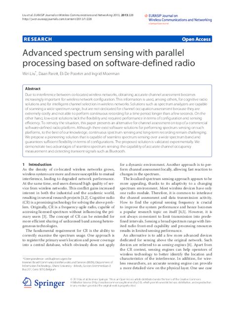 Pdf Advanced Spectrum Sensing With Parallel Processing Based On