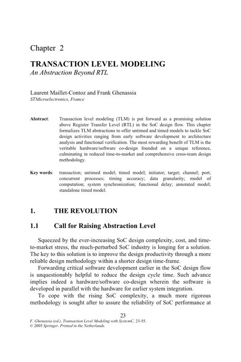 Pdf Transaction Level Modeling
