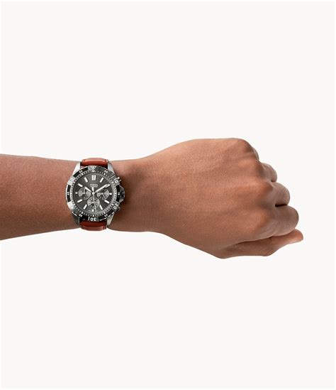 Fossil Garret Chronograph Brown Leather Watch Time Vault