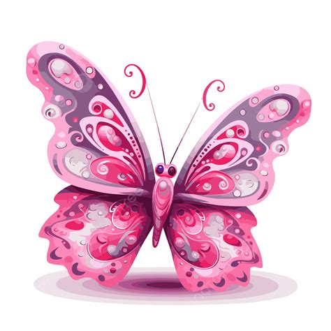 핑크 나비 벡터 소용돌이 만화와 흰색 배경에 스티커 클립 아트 핑크 나비 상표 클립 아트 Png 일러스트 및 벡터 에 대한 무료 다운로드 Pngtree
