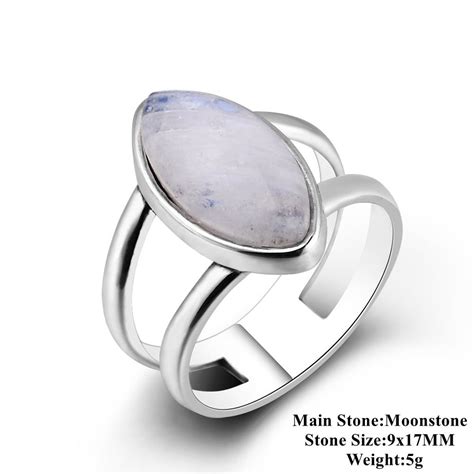 Купити Moonstone обручки для жінок пальчик моди срібні покриття ювелірного кільця Joom