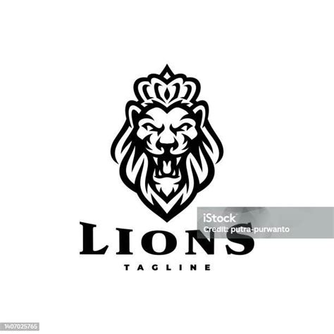 화가 난 사자 왕 마스코트 라인 아트 로고 일러스트 레이 션 로고에 대한 스톡 벡터 아트 및 기타 이미지 로고 사자 갈기 Istock