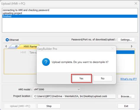 How To Upload A Project File Via Ethernet Staff Weintekusa