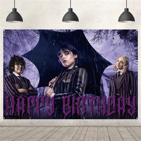 Buy Wednesday Addams Birthday Banner Photography Backdrop Addams Party