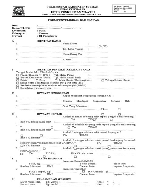 Form Pe Klb Campak Pdf