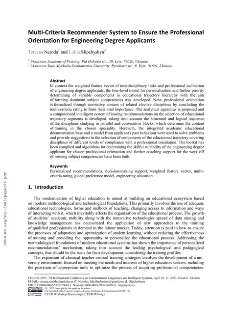 Pdf Multi Criteria Recommender System To Ensure The Professional