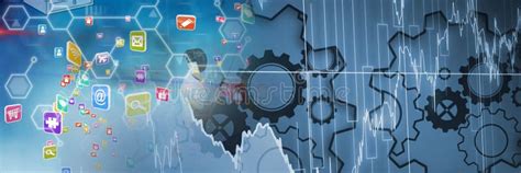Network Of Connections Digital Icons And Statistical Data Processing