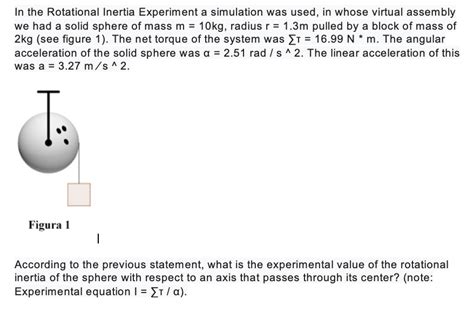 Solved In The Rotational Inertia Experiment A Simulation Was