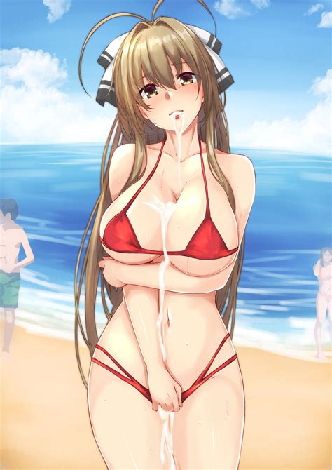 Rule 34 1girls Amagi Brilliant Park Arm Under Breasts Beach Bikini Brown Eyes Brown Hair Cum