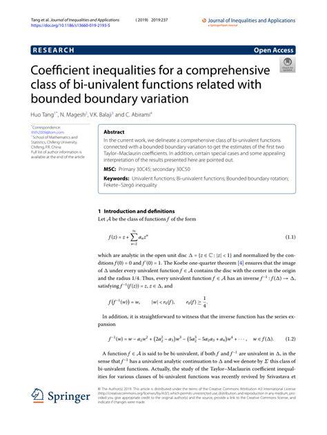 PDF Coefficient Inequalities For A Comprehensive Class Of Bi Univalent Functions Related With
