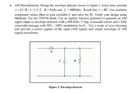 Solved Am Demodulation Design The Envelope Detector Shown