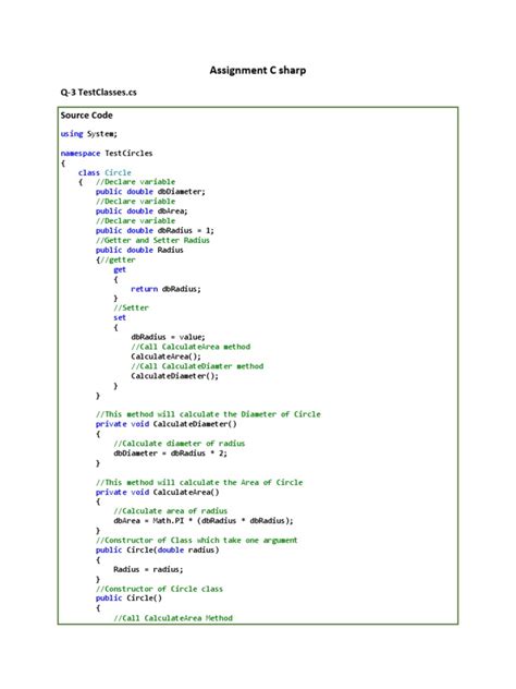 C Sharp Assignment 5 Pdf Pdf C Sharp Programming Language