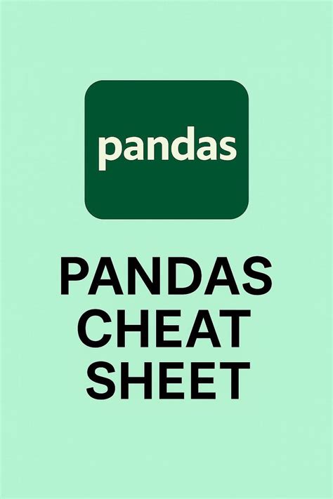 Pandas Cheat Sheet Pdf Python Data Analysis Guide Dataframe Quick Tips Learn Pandas Fast