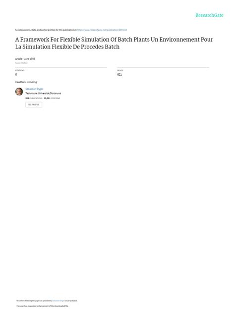 A Framework For Flexible Simulation Of Batch Plant Pdf Simulation Equations