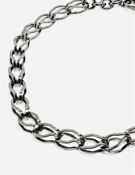Martine Ali Fox Chain Gunmetal Sleek Silver Tone Chain With Clasp Hbx