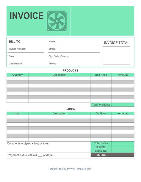 Hvac Invoice Template Spark Premium Template Template Spark
