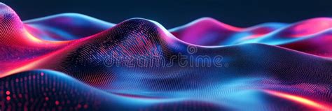 Colorful Digital Wave Patterns In A Vibrant Abstract Composition At Night Stock Illustration