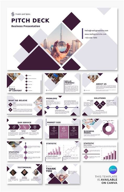 Purple Geometric Business Pitch Deck Presentation Templates By Canv In 2025 Business