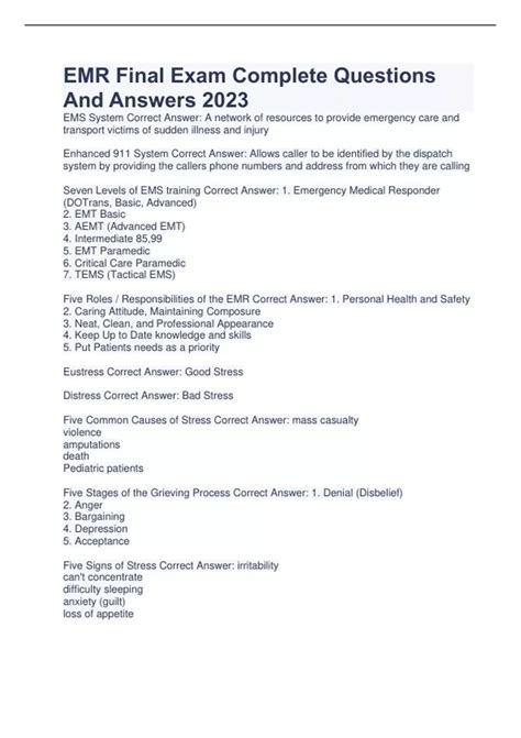 Emr Final Exam Complete Questions And Answers 2023 Emr Stuvia Us