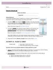 Understanding Density Predicting Float Or Sink In Liquids Course Hero