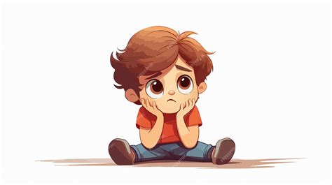 Cute Little Boy Cartoon Character Expressing Boredom In Car
