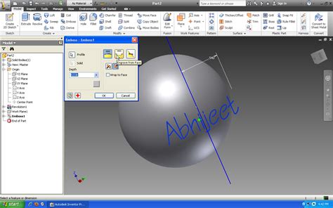 Tutorial How To Use Emboss Feature In Autodesk Inventor Grabcad