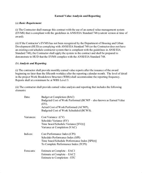 Earned Value Report Template TEMPLATES EXAMPLE TEMPLATES EXAMPLE