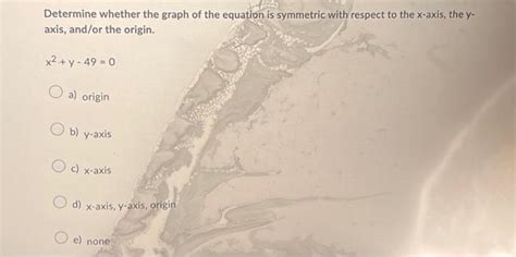 Solved Determine Whether The Graph Of The Equation Is Chegg Com