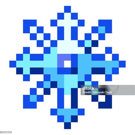 픽셀 아트 눈송이 크리스탈 레트로 8 비트 스타일 메리 크리스마스와 새해 복 많이 받으세요 겨울 휴일 그림입니다 스티커 복고풍 장식 요소 게임 자산 이모티콘 패치 또는