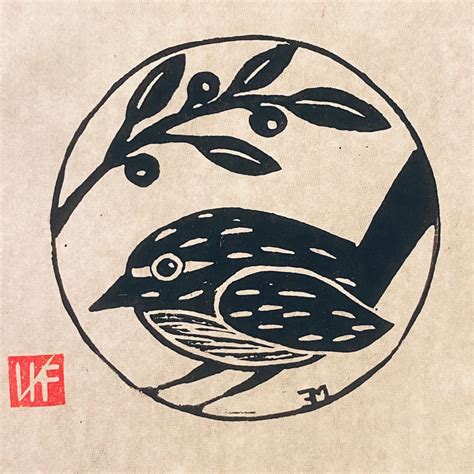 Linocut Print Bird Linocut Bird Prints Bird Woodcut Easy Lino Cut Ideas