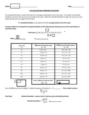 Standard Deviation Practice Worksheet Auto Recovered Name Date Worksheets Library