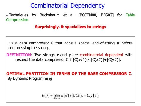 ppt optimal partitions of strings a new class of burrows wheeler compression algorithms