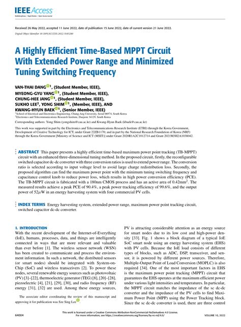 Pdf A Highly Efficient Time Based Mppt Circuit With Extended Power