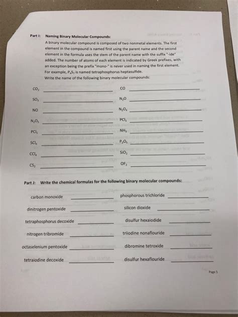 Solved Part Naming Binary Molecular Compounds A Binary Chegg