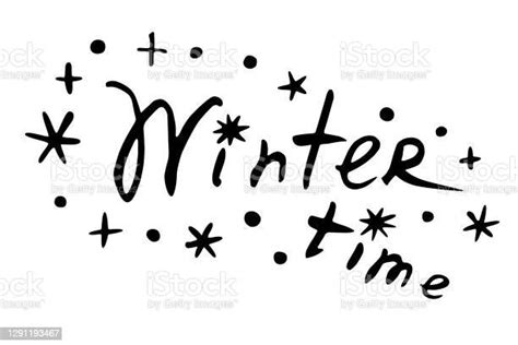 겨울 시간 손 글자 벡터 낙서 일러스트 카드 배너 포스터 스크랩북 휴일 디자인 크리스마스 축하에 대한 겨울 시즌 따옴표와 문구 12월에 대한 스톡 벡터 아트 및 기타 이미지