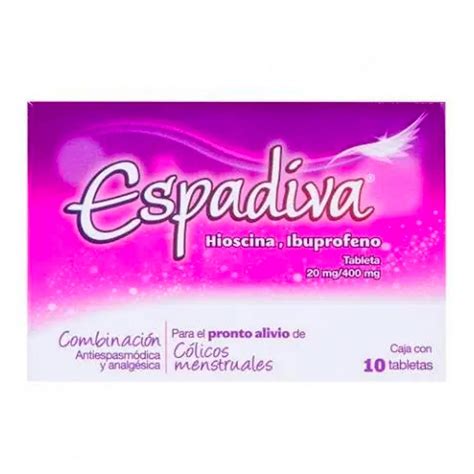 Tabletas Espadiva Para Cólicos Menstruales 10 Piezas