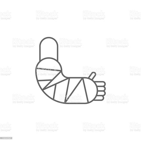 팔 석고 깨진 팔 아이콘입니다 의학 아이콘의 요소 가는 선 아이콘 개념에 대한 스톡 벡터 아트 및 기타 이미지 개념 건강 진단 건강관리와 의술 Istock