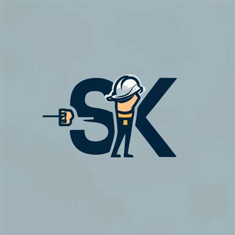 Logo Design For Sk Construction Bold Typography With Worker Icon Ai