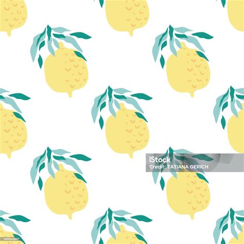 모던한 트렌디한 여름 디자인을 위한 레몬 과일과 함께 하는 아름다운 매끄러운 패턴 질감에 대한 스톡 벡터 아트 및 기타 이미지 질감 파인애플 0명 Istock
