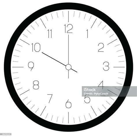 시계 얼굴입니다 숫자와 시간 및 분침 시간 다이얼 대시는 분과 시간을 표시합니다 얇은 윤곽 디자인 간단한 플랫 벡터 일러스트레이션 2에 대한 스톡 벡터 아트 및 기타 이미지
