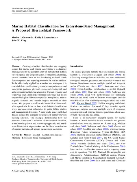 Pdf Marine Habitat Classification For Ecosystem Based Management A