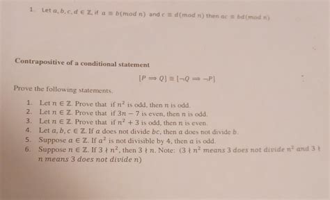 Solved 1 Let A B C DZ If Ab Modn And Cd Modn Then Chegg Com