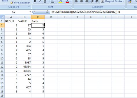 vba ranking values in excel columns stack overflow