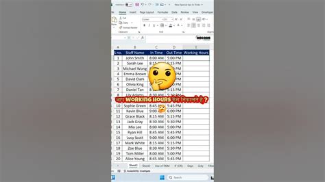Shortest Way To Calculate Working Hours In Excel 😱 Excel Exceltips Shorts Youtube